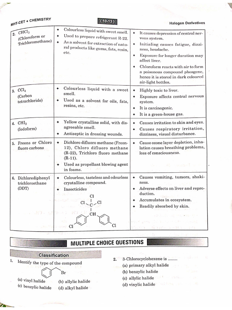 Halogen Derivatives - MCQ-1 | PDF