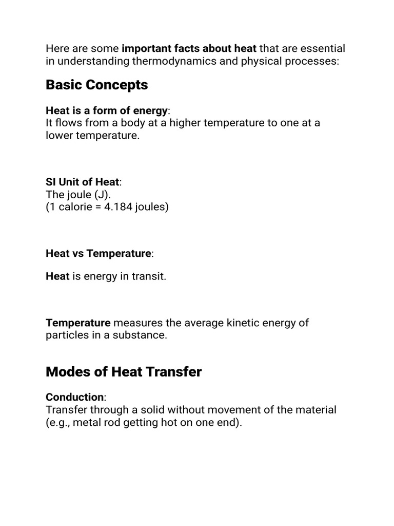 Some Important Facts About Heat | PDF