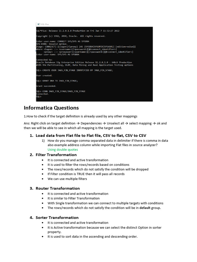 Informatica Interview Questions | PDF | Database Index | Comma Separated Values