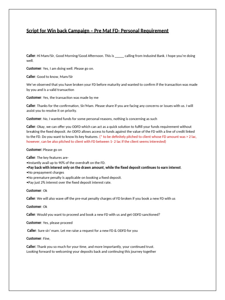 Script - PreMat FD - Personal Requirement | PDF