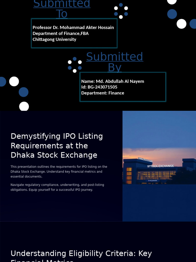 Demystifying IPO Listing Requirements at The Dhaka Stock Exchange | PDF ...