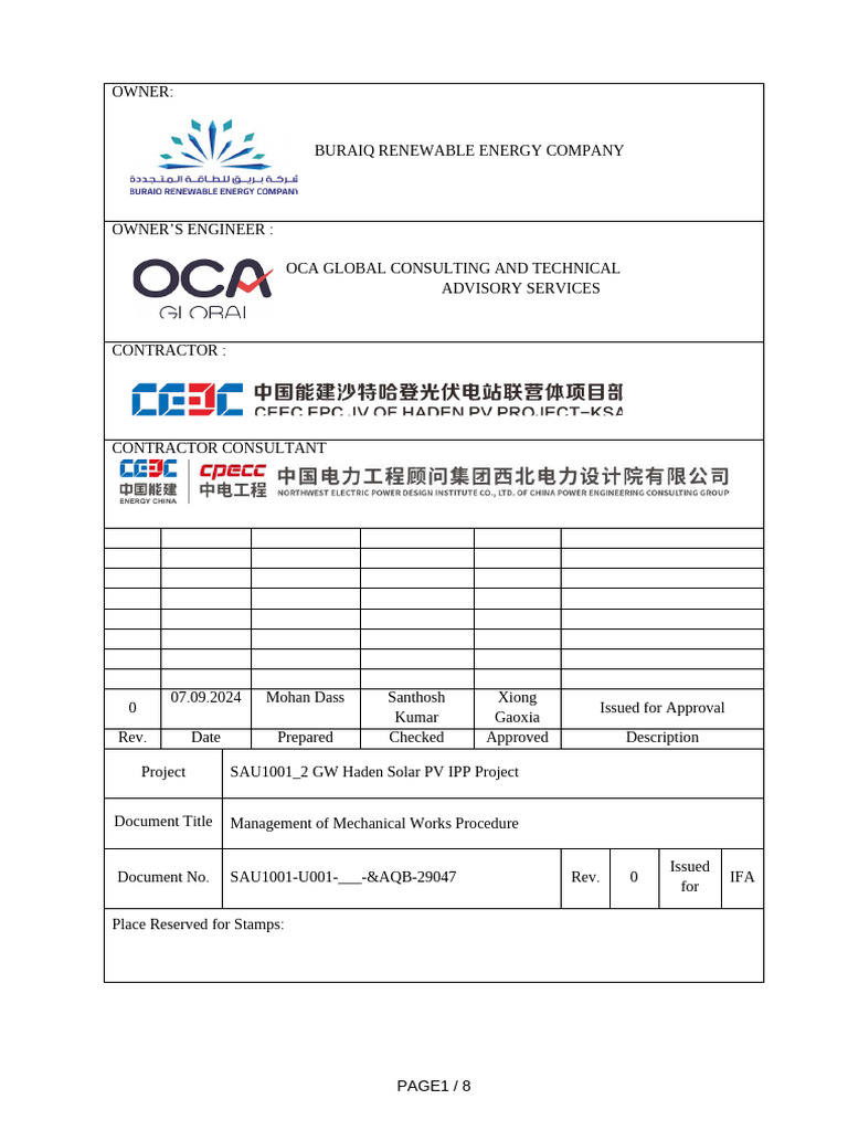 SAU1001-U001 - &AQB-29047-Management of Mechanical Works Procedure ...
