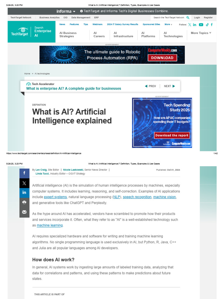What Is AI (Artificial Intelligence) - Definition, Types, Examples & Use Cases | PDF ...