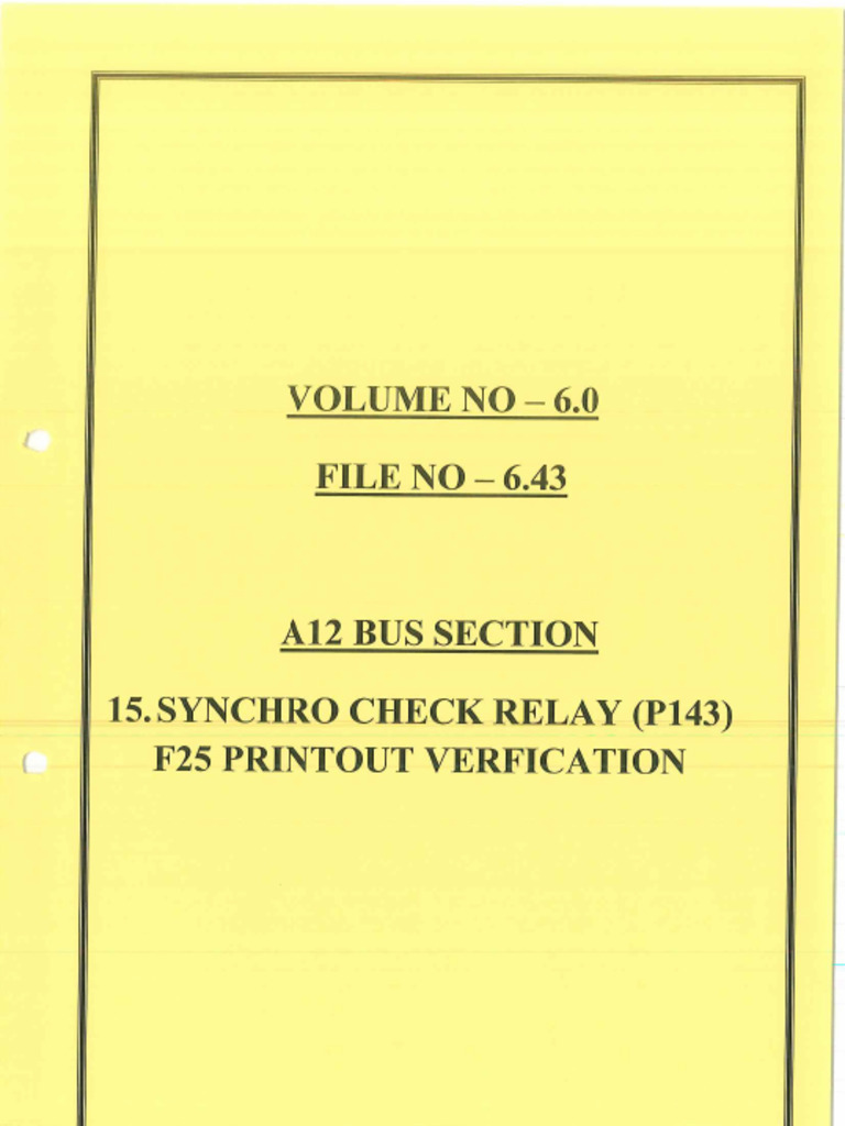 15.synchro Check Relay P143 (F25) Printout Verification | PDF