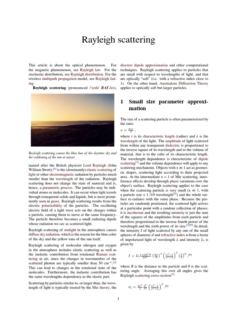 Understanding Rayleigh Scattering | PDF | Scattering | Physical Sciences