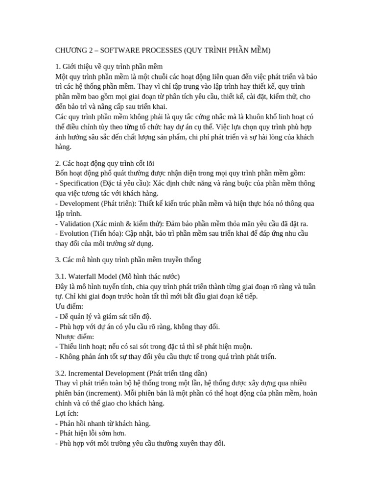 Tom Tat Chuong 2 3 Software Engineering | PDF