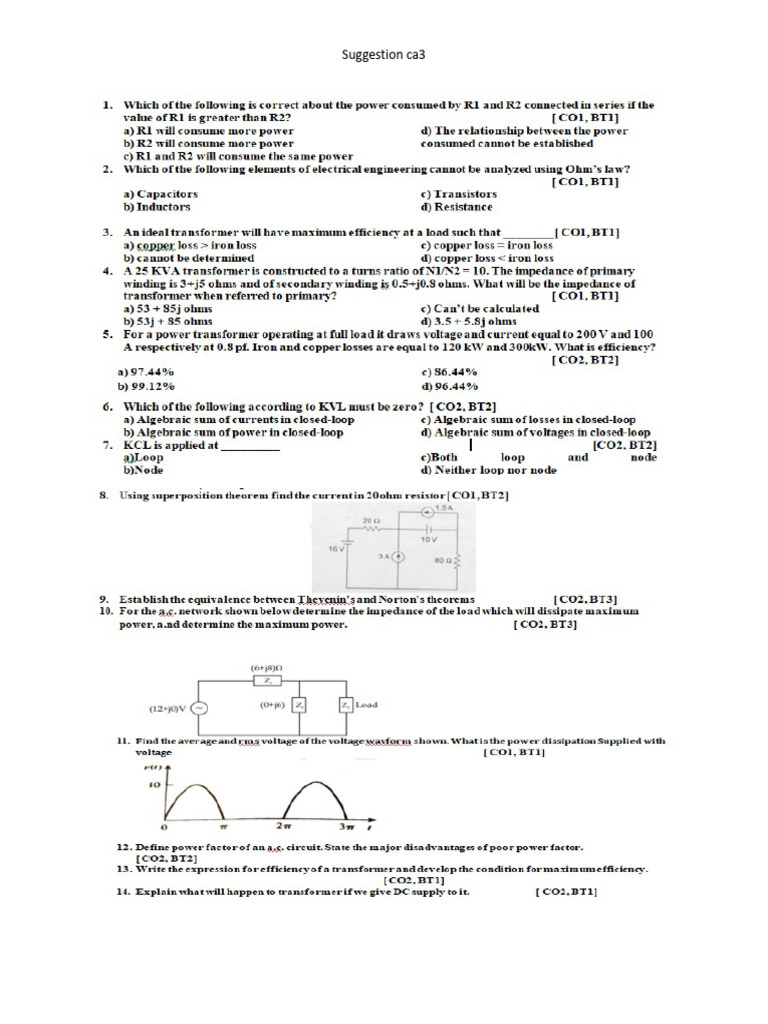 Ca3 Suggestion For 1st Year Esee101 | PDF