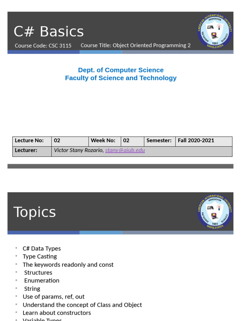 OOP2 Lecture Week 02 | PDF