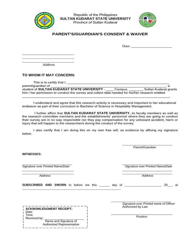 Parent Consent Form for Research Survey | PDF | Justice | Crime & Violence