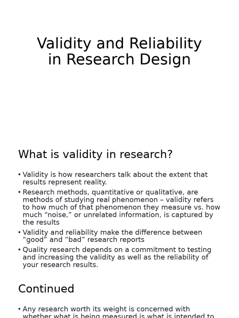 Validity and Reliability | PDF | Validity (Statistics) | Statistics