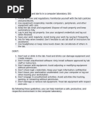 Computer Laboratory Rules and Policies For Teachers | PDF