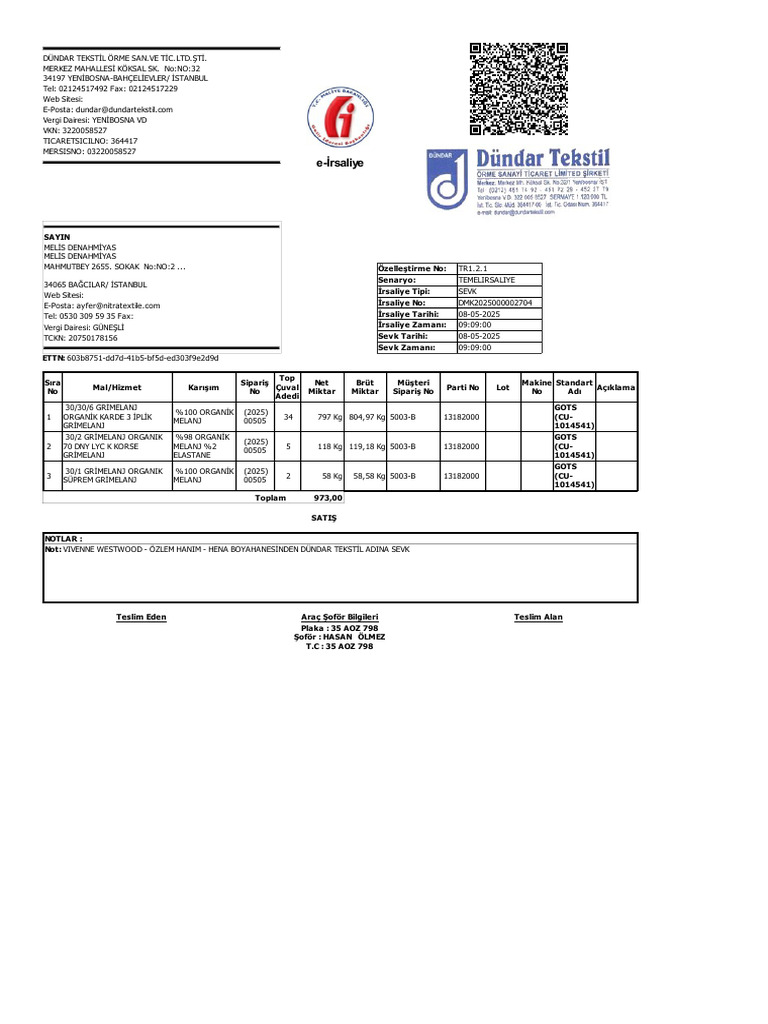 Despatch Melis Denahmiyas DMK2025000002704 | PDF