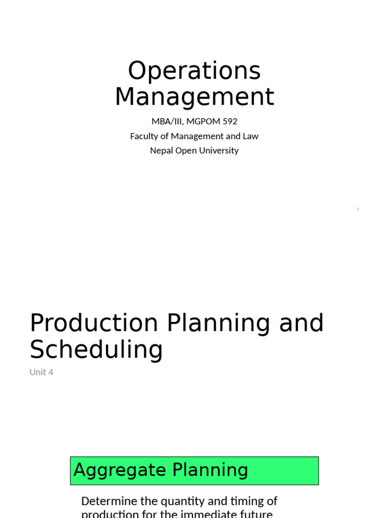 Unit 4 Production Planning and Scheduling | PDF | Linear Programming | Inventory