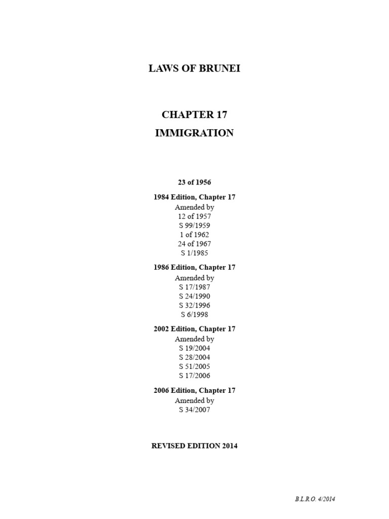 Brunei Immigration Act Overview | PDF | Customs | Brunei