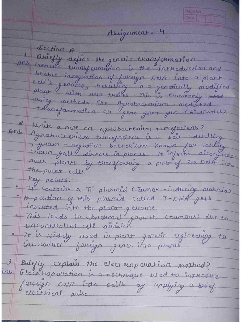 Plant Biotechnology Assignment - 4 | PDF