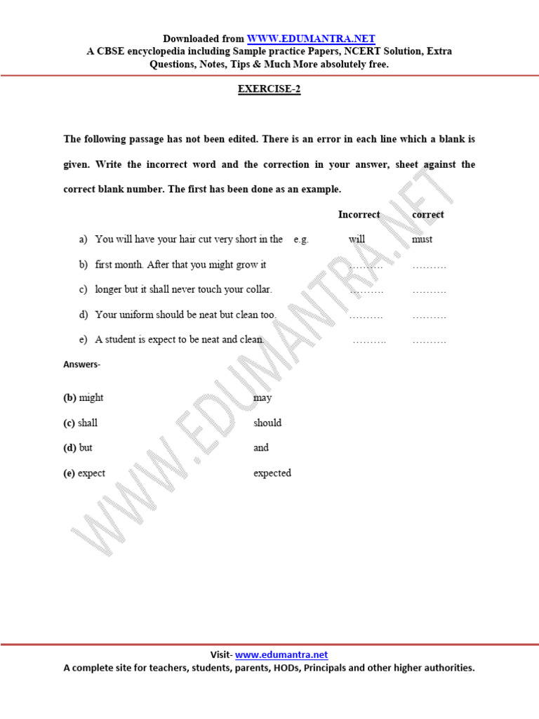 Passage Editing Exercise with Answers | PDF