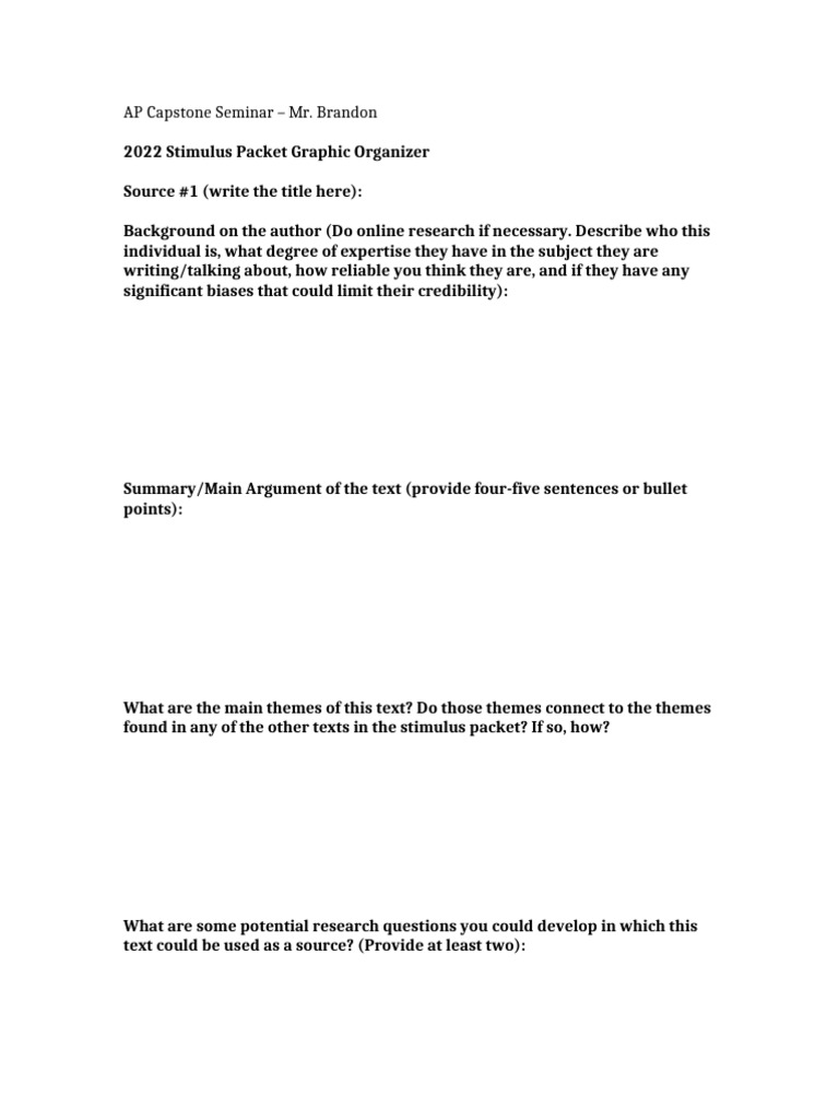 AP Capstone Seminar Stimulus Guide | PDF | Credibility | Cognition