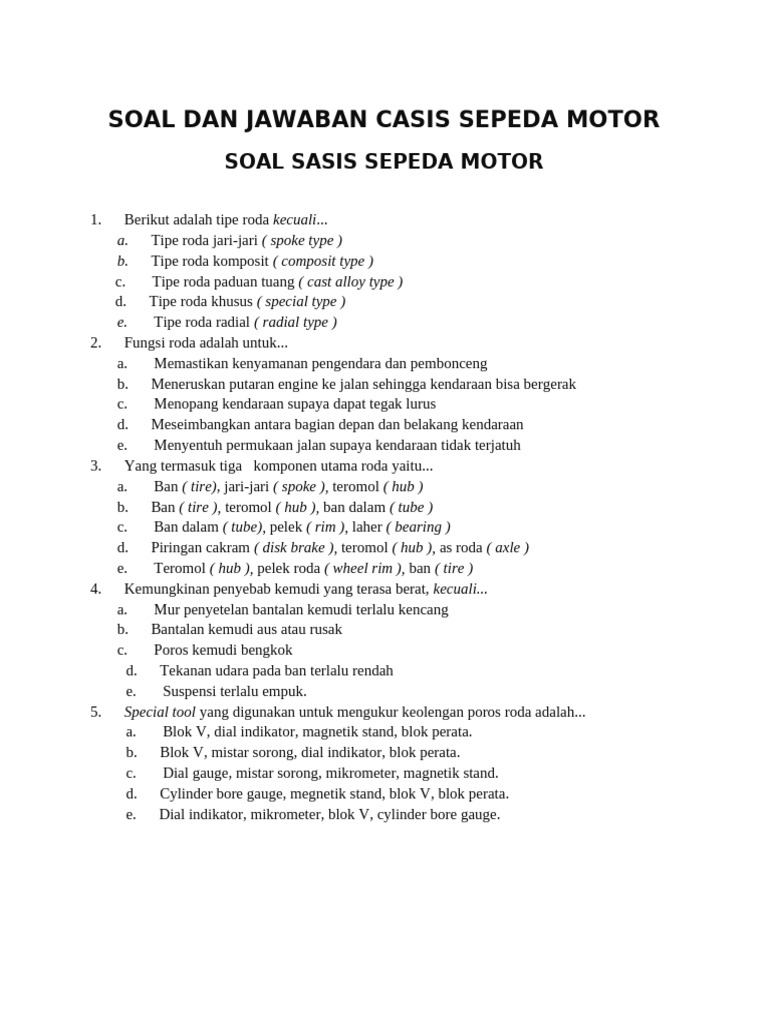 Ukuran dan Fungsi Ban Sepeda Motor | PDF