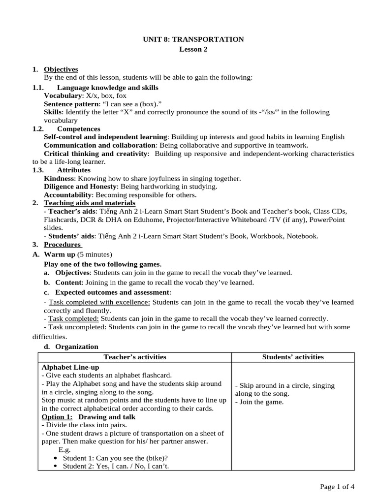 TiếngAnh2 - i-LearnSmartStart-Unit 8 Lesson2 | PDF | Vocabulary | Cognitive Science
