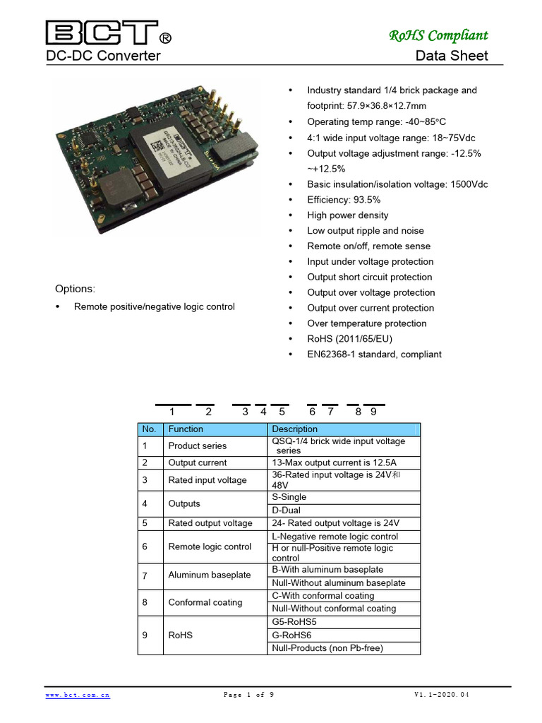 QSQ13-36S24 Series Data Sheet V1.1 | PDF | Capacitor | Electrical Components