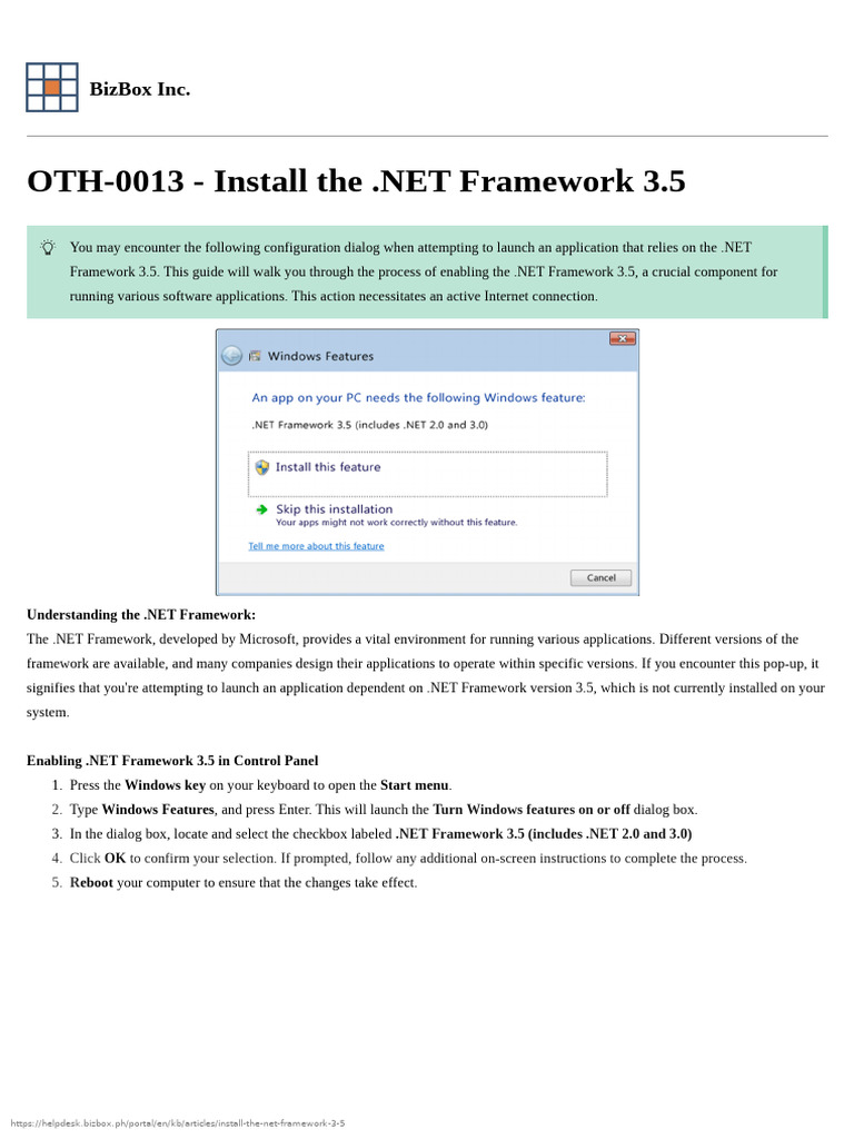 Install The Net Framework 3 5 | PDF
