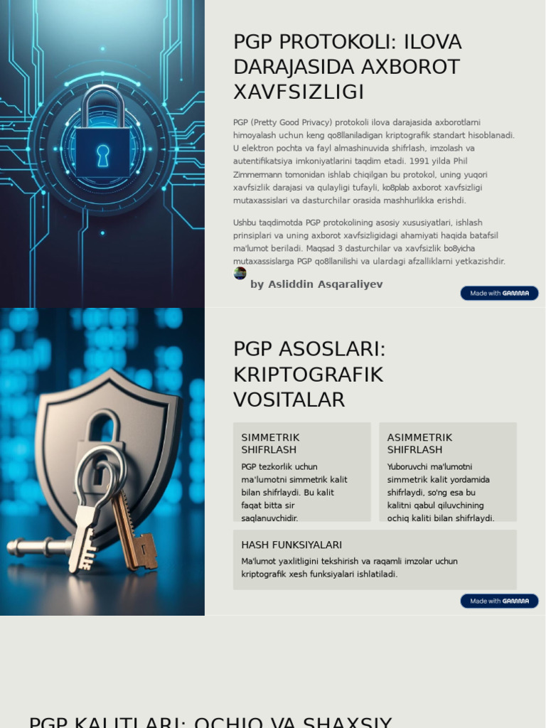 PGP Protokoli Ilova Darajasida Axborot Xavfsizligi | PDF