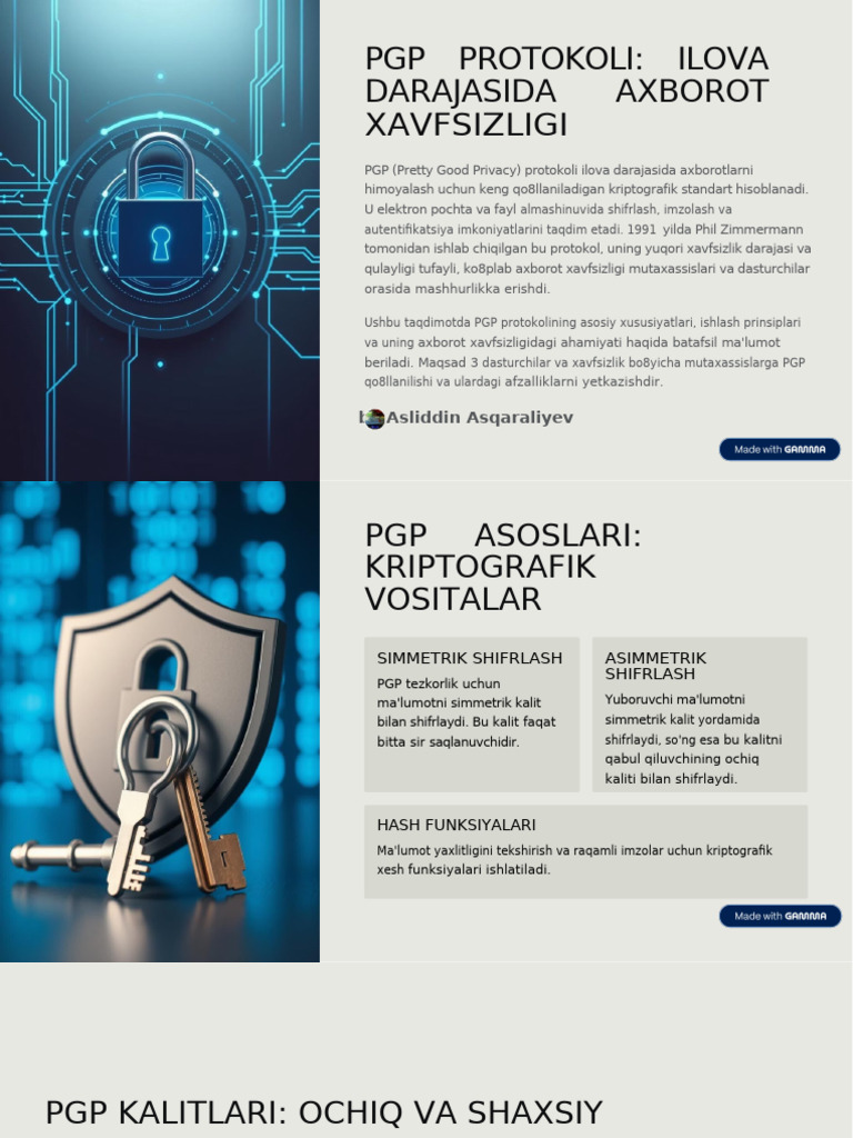PGP Protokoli Ilova Darajasida Axborot Xavfsizligi | PDF