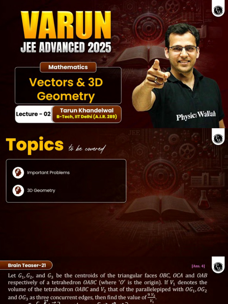 Vectors 3d Geometry 02 Class Notes Pdf Pdf