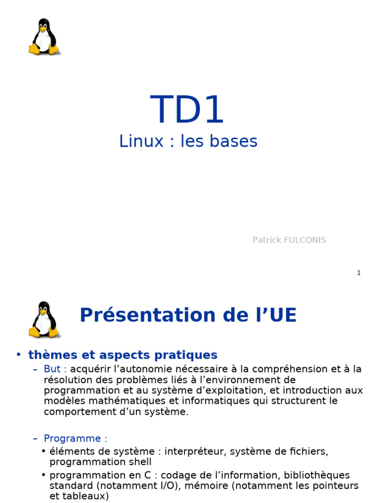 Linux: Les Bases: Patrick FULCONIS | PDF | Interface système | Système ...