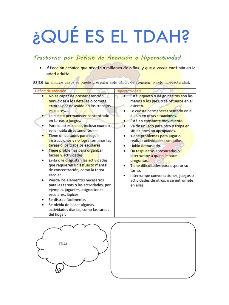 Entendiendo el TDAH en Niños y Adultos | PDF | Desorden hiperactivo y ...
