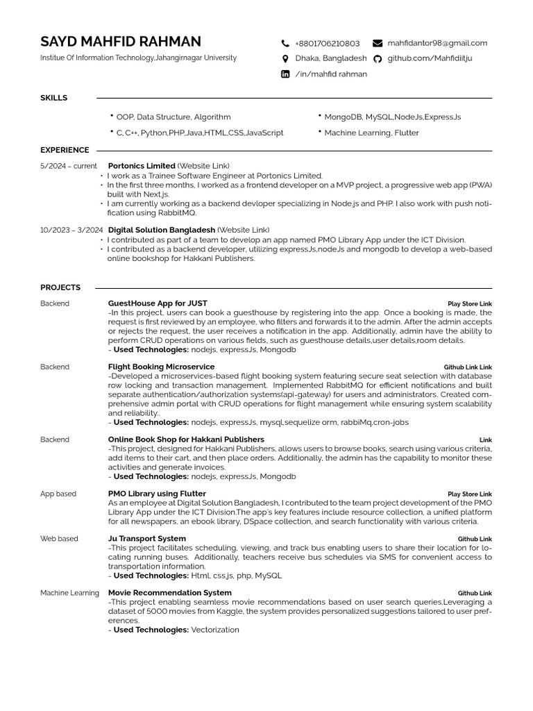 Sayd Mahfid Rahman CV | PDF | Mobile App | Software Engineering