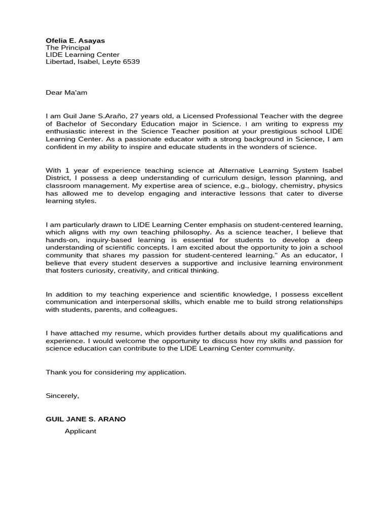 Application Letter | PDF