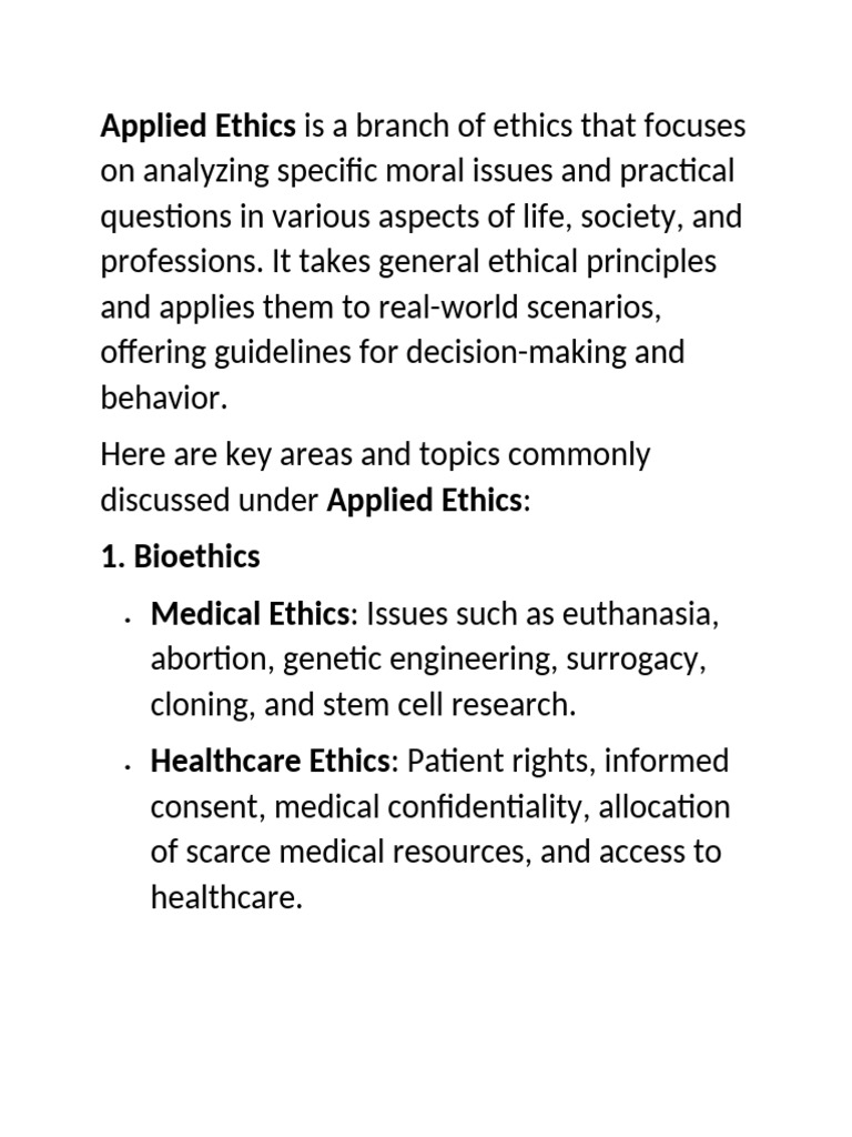 Comprehensive Guide to Applied Ethics | PDF | Business Ethics ...