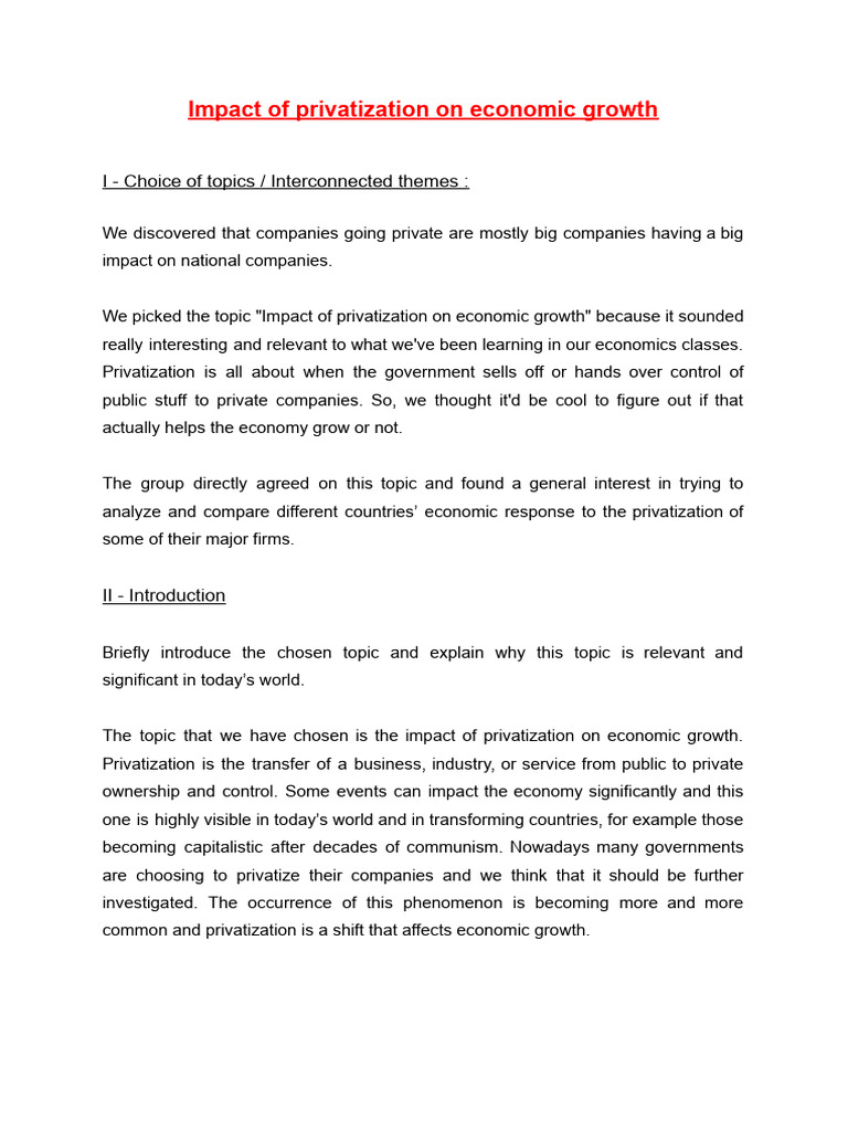 Group 4 - Impact of Privatization On Economic Growth | PDF ...