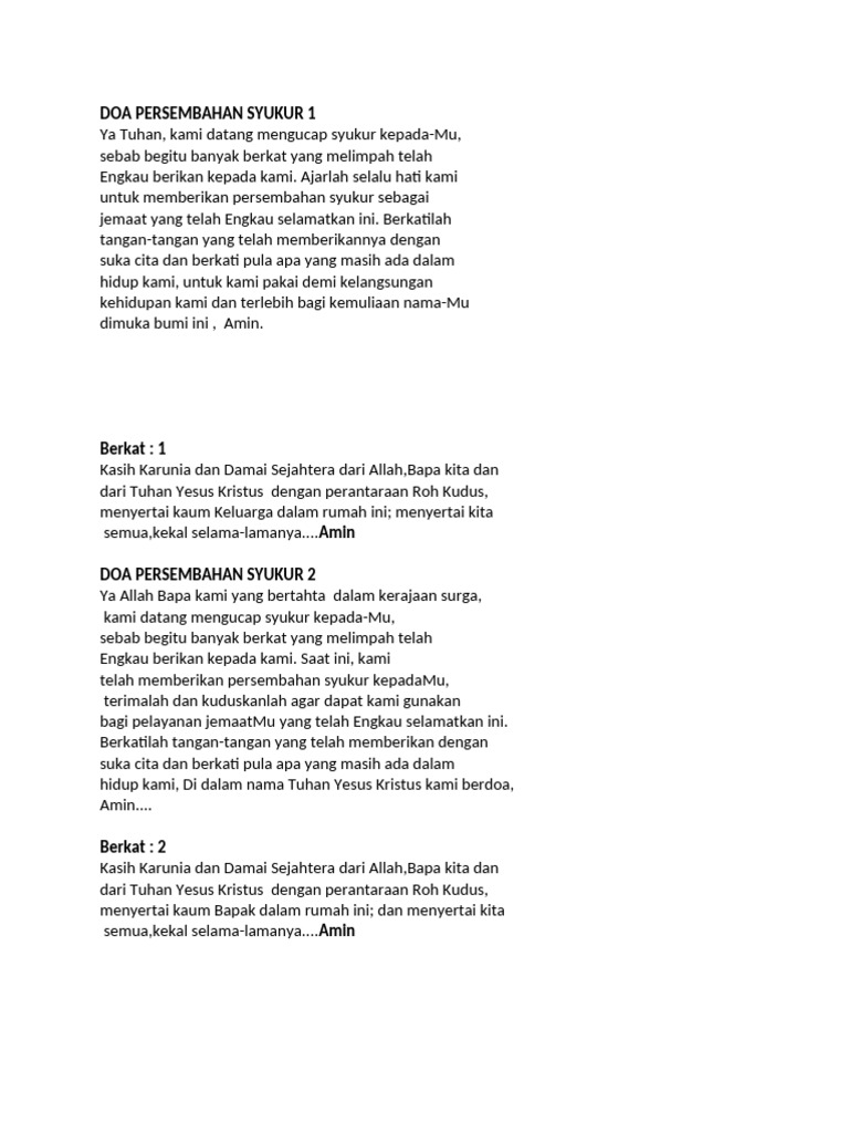 Doa Persembahan Syukur | PDF