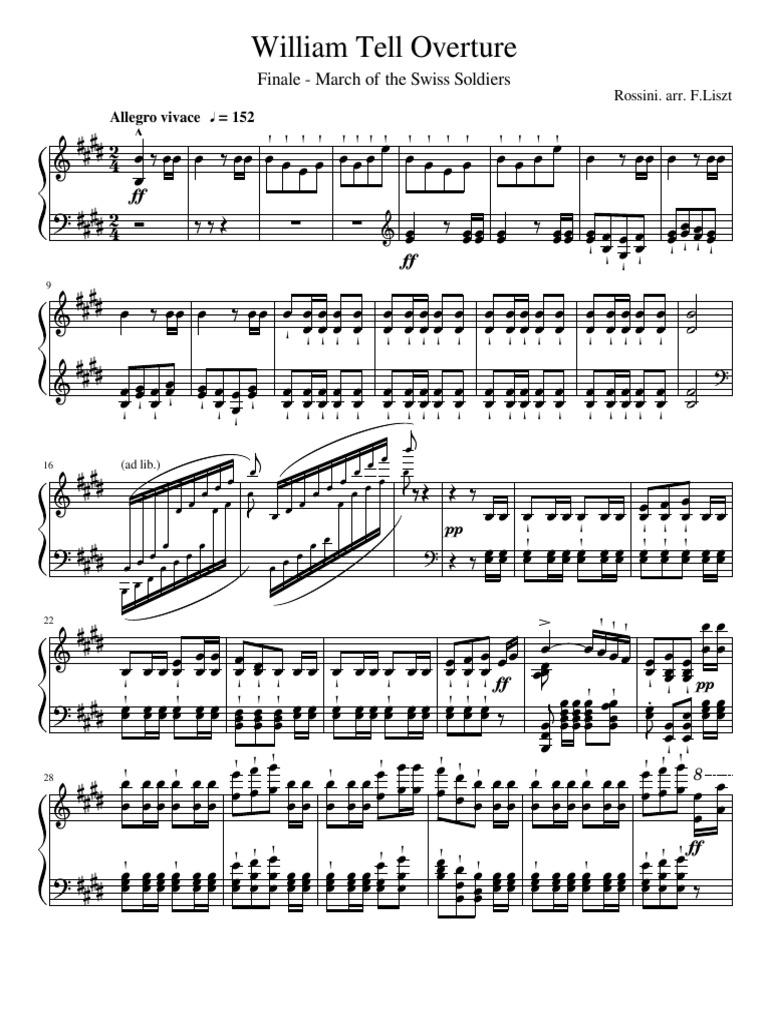 Liszt-Rossini - William Tell Overture Finale | PDF | Vocal Musical Compositions | Composers