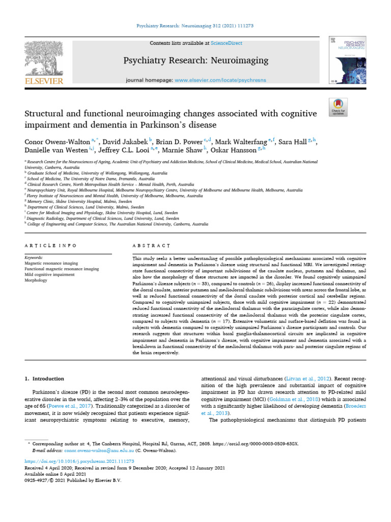Structural and Functional Neuroimaging Changes Associated With ...