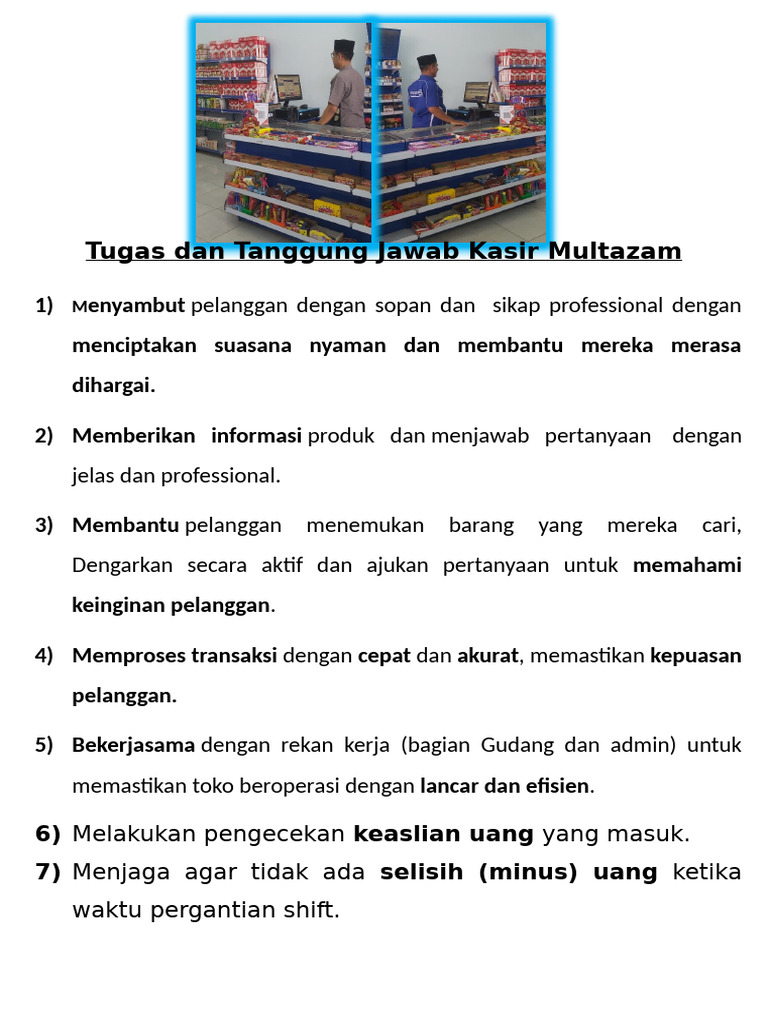 Tugas Dan Tanggung Jawab Kasir | PDF