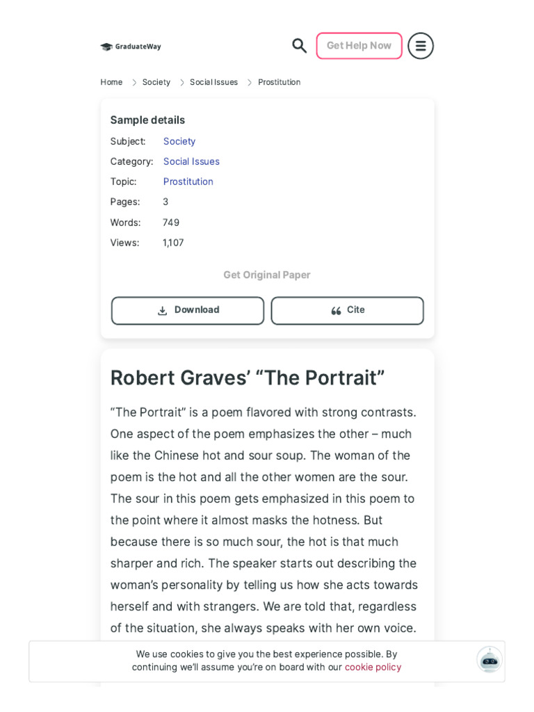 Robert Graves' "The Portrait" Free Essay Example 749 Words ...