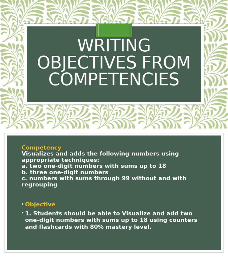 Writing Objectives From Competencies | PDF