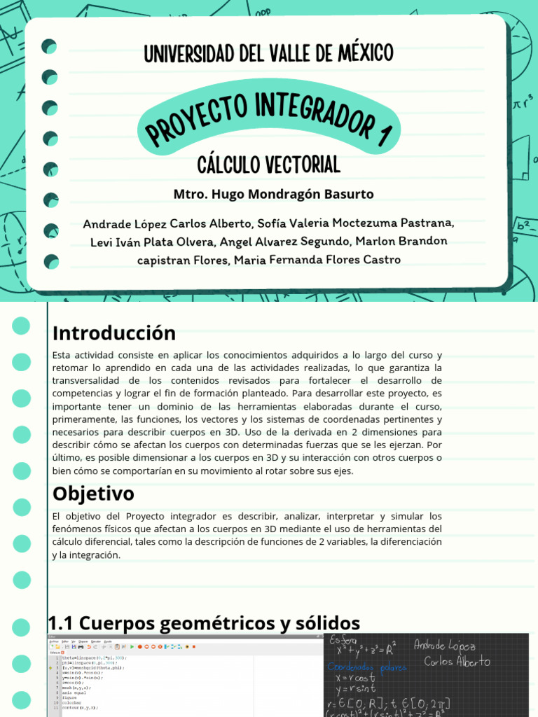 Proyecto Integrador CV | PDF | Esfera | Sistema coordinado