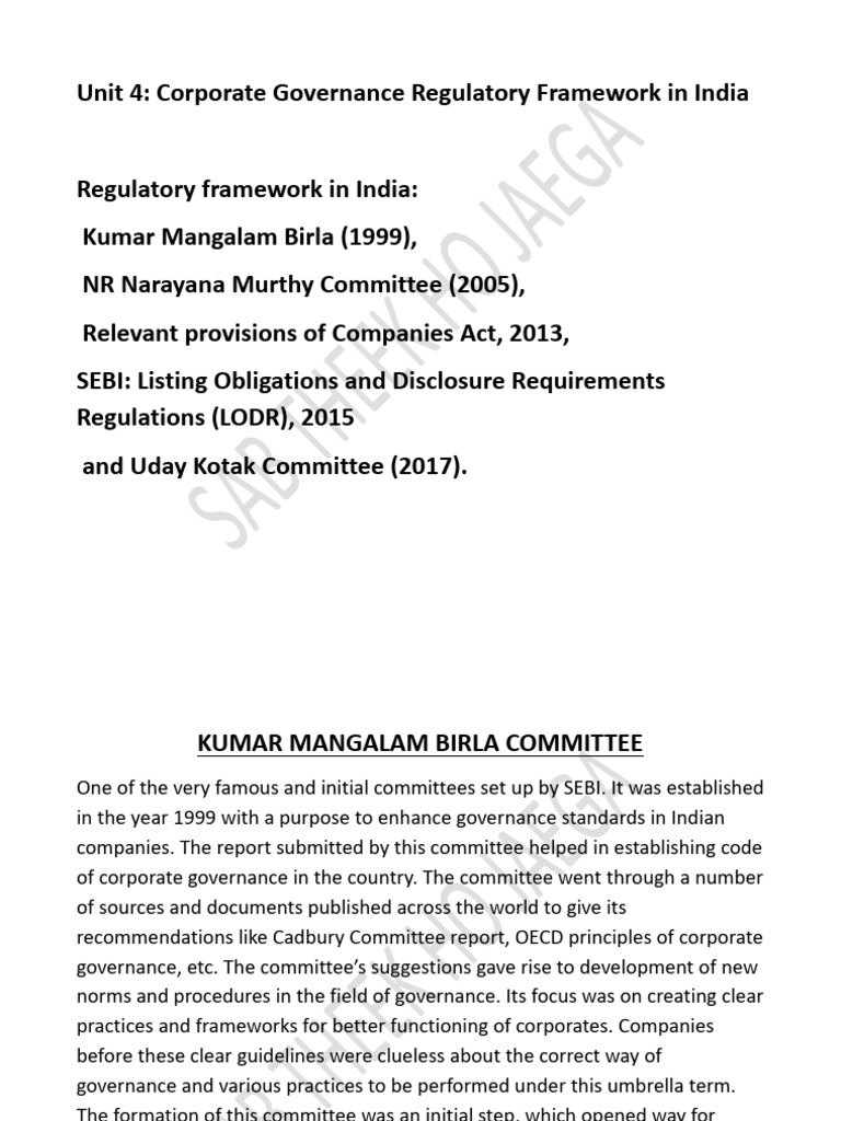 Sab Theek Ho Jaega Unit 4 Corporate Governance | PDF | Audit Committee | Corporate Governance