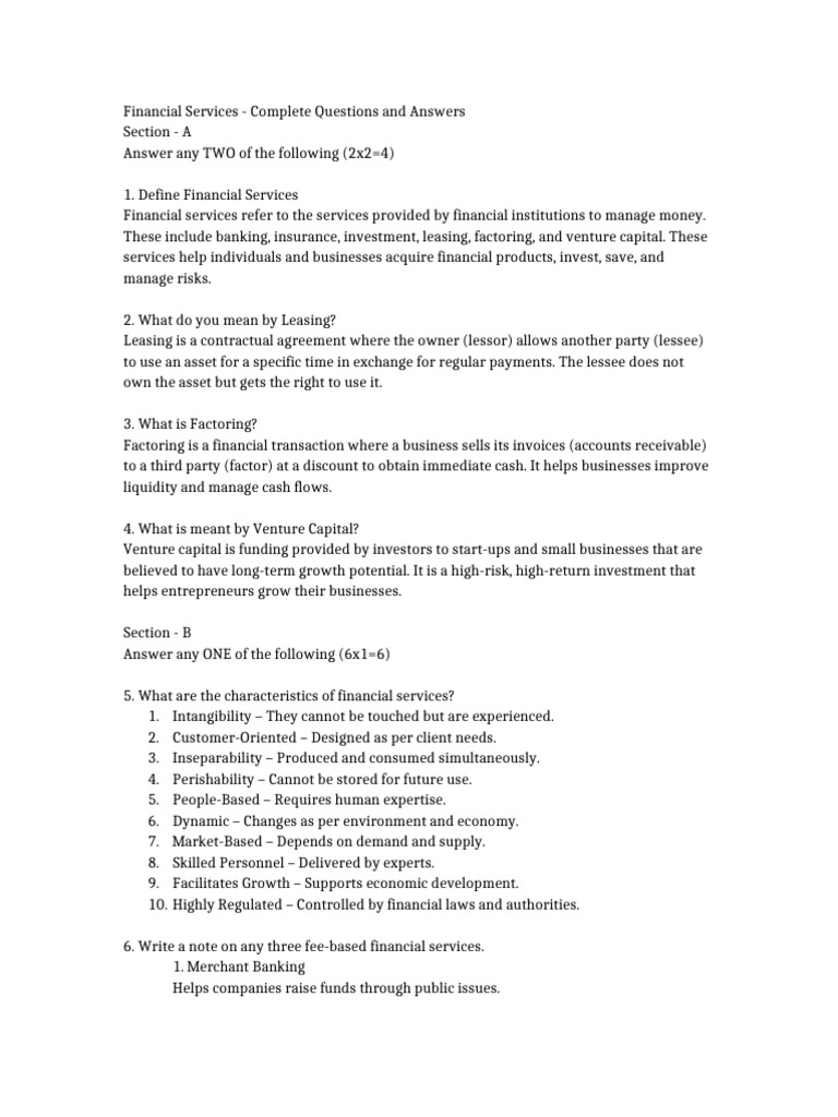 Complete Financial Services QA | PDF | Loans | Factoring (Finance)
