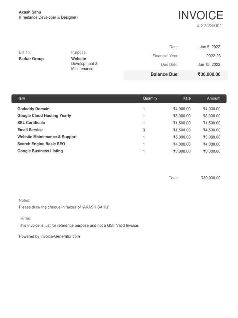 Invoice # 22 - 23 - 001 | PDF
