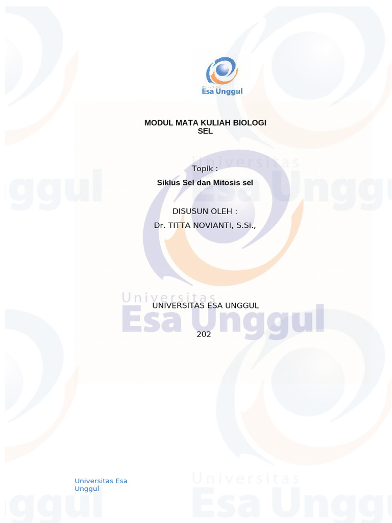 Siklus Sel dan Mitosis dalam Biologi Sel | PDF