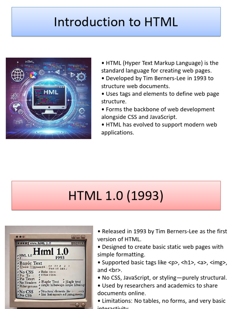 History of HTML Slide 1 | PDF | Html | Html Element