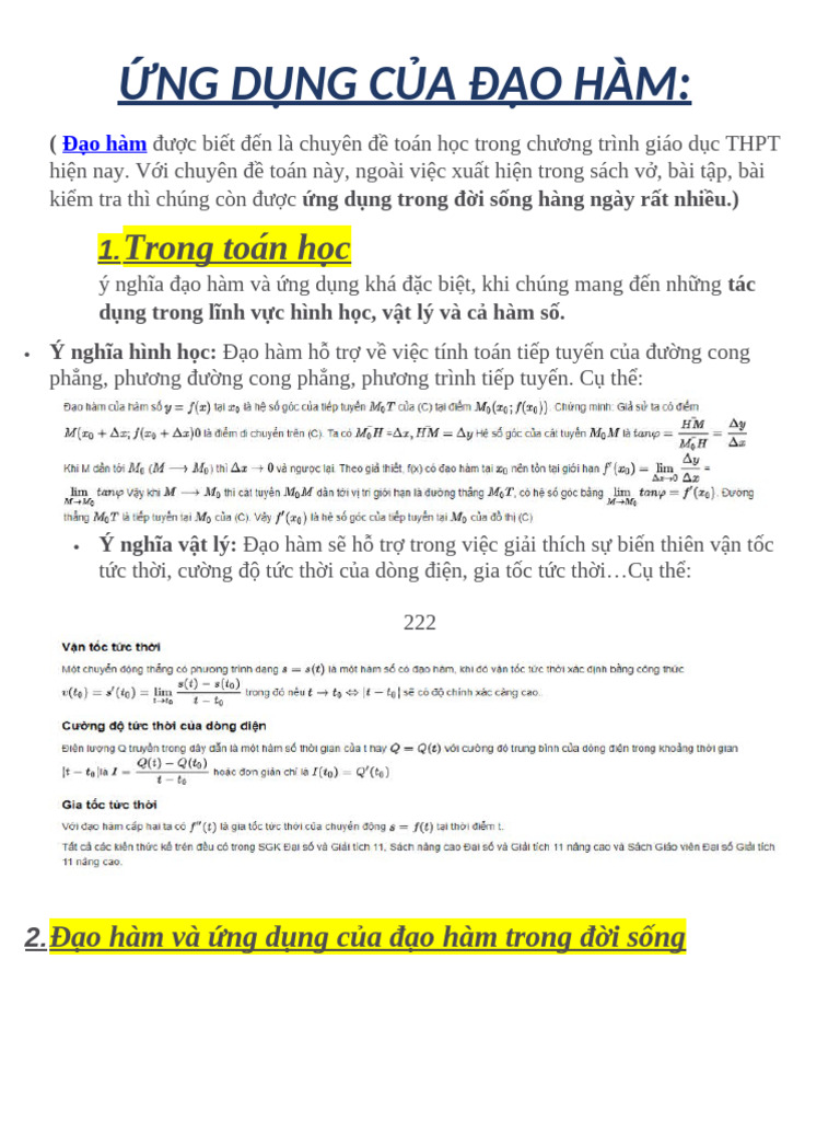 NG D NG C A Đ o Hàm | PDF