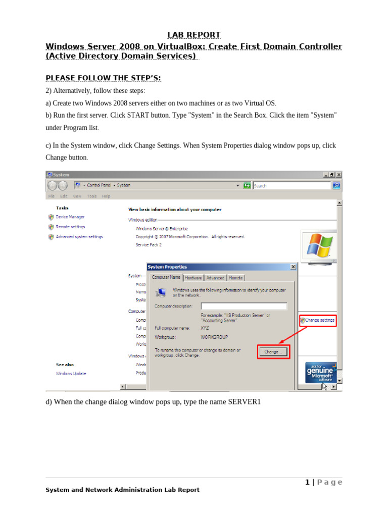 Installing Windows Server 2008 On VirtualBox | PDF | Login | Computer Network