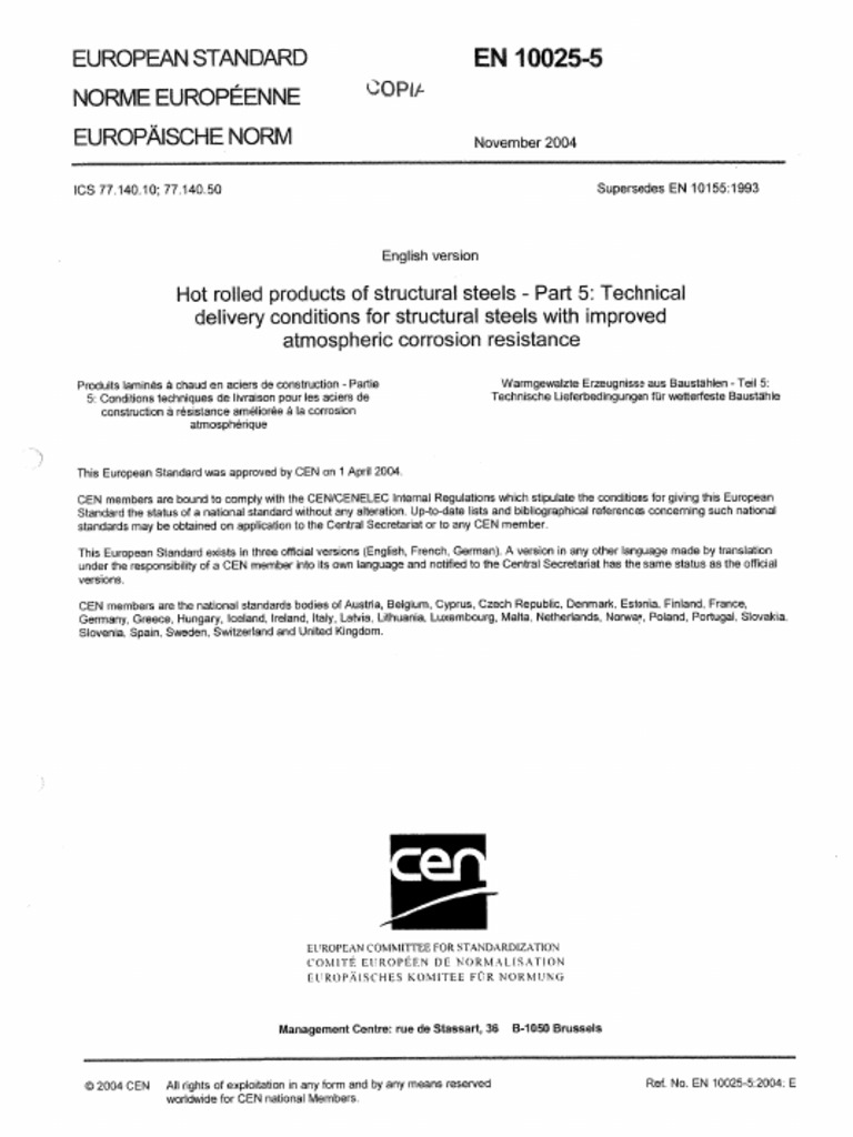 En 10025 - 5 - 2004 | PDF