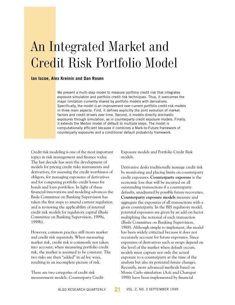 An Integrated Market and Credit Risk Portfolio Model | PDF | Derivative ...